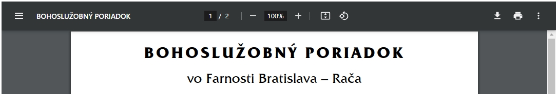 Farské Oznamy Farnosť Bratislava Rača